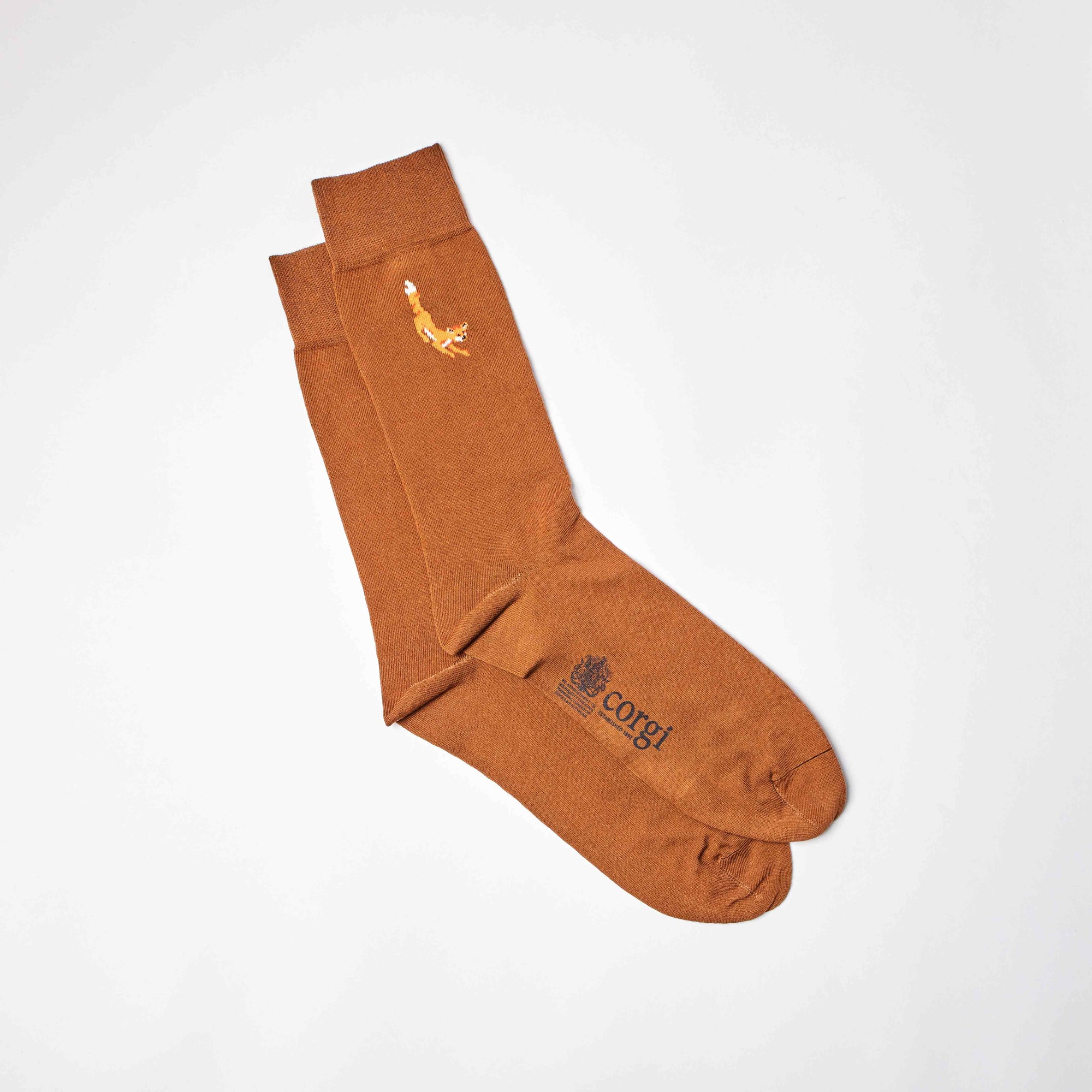 Corgi for Bowhill & Elliott - Men's Wandering Fox motif Brown socks ...