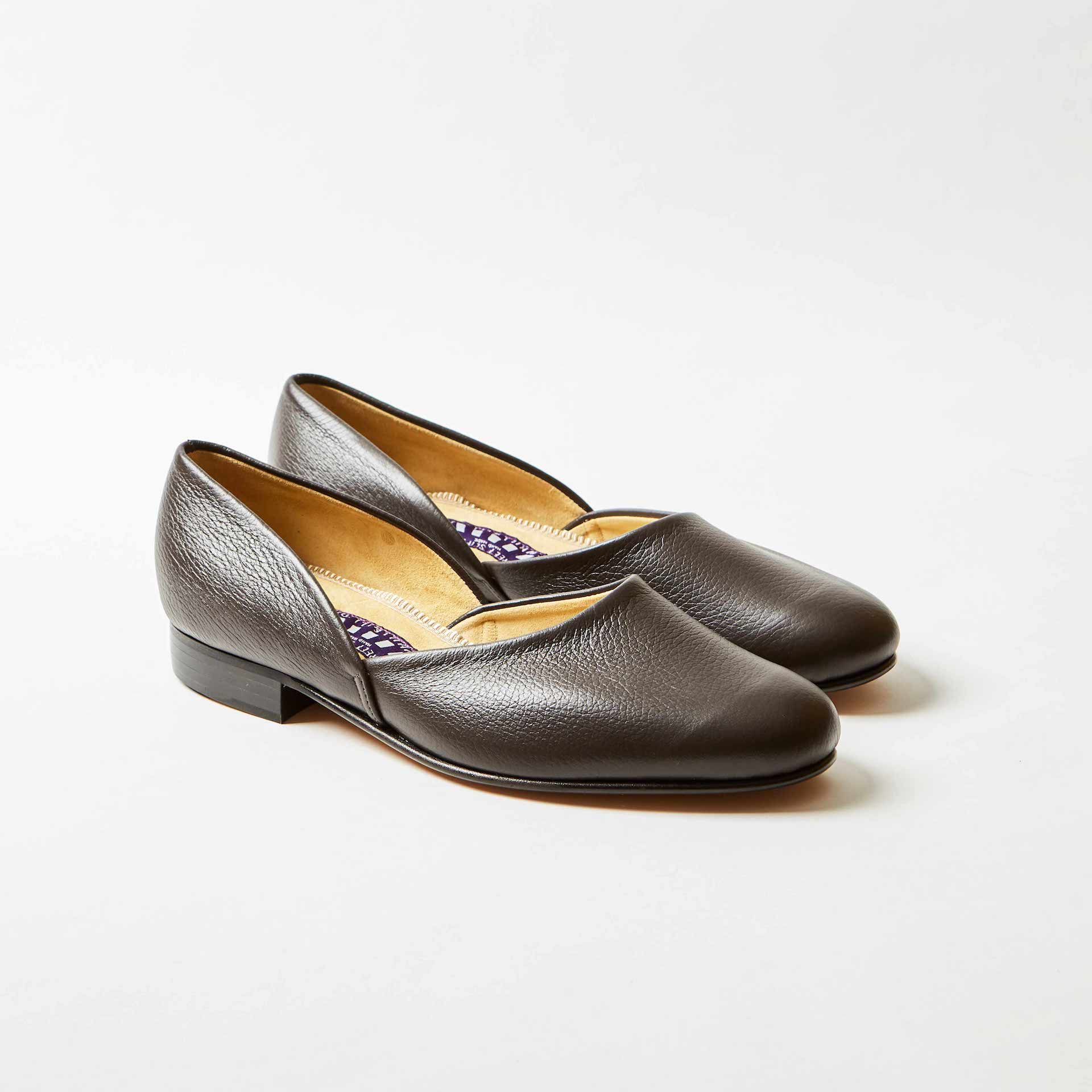 Mocha Deerskin Leather Hard Sole Grecian Slippers | Bowhill and Elliott